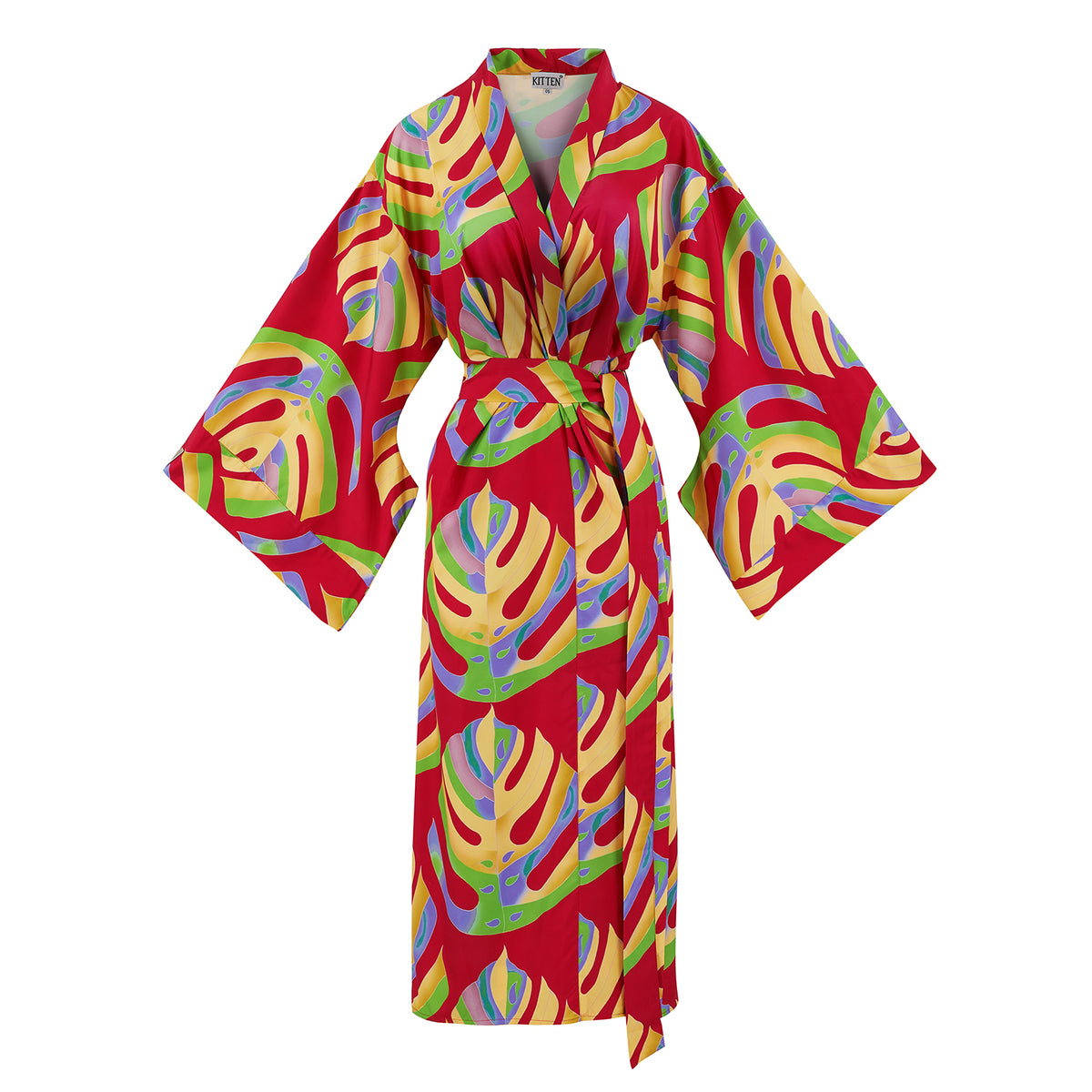Niko Maxi Kimono in Red Palm – Kitten Beachwear